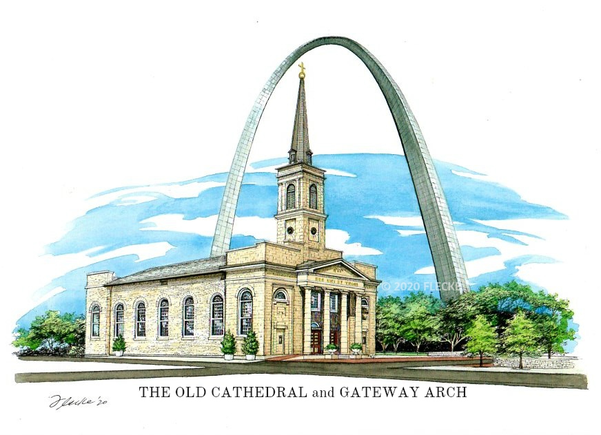 News | Portrait of The Old Cathedral and Gateway Arch